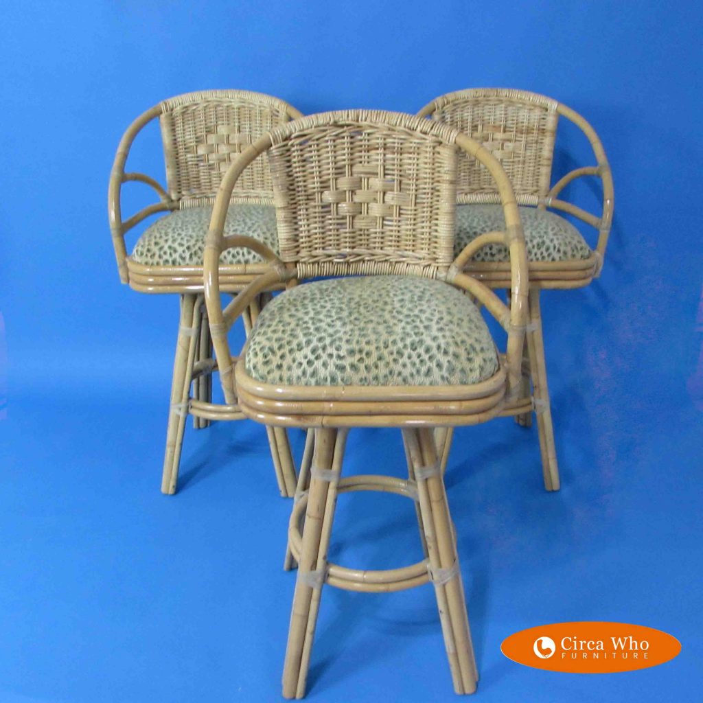 Set of 3 Woven Rattan Bar Stools | Circa Who