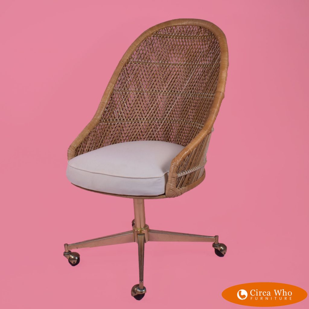 Buri Rattan Desk Chair in Casters | Circa Who