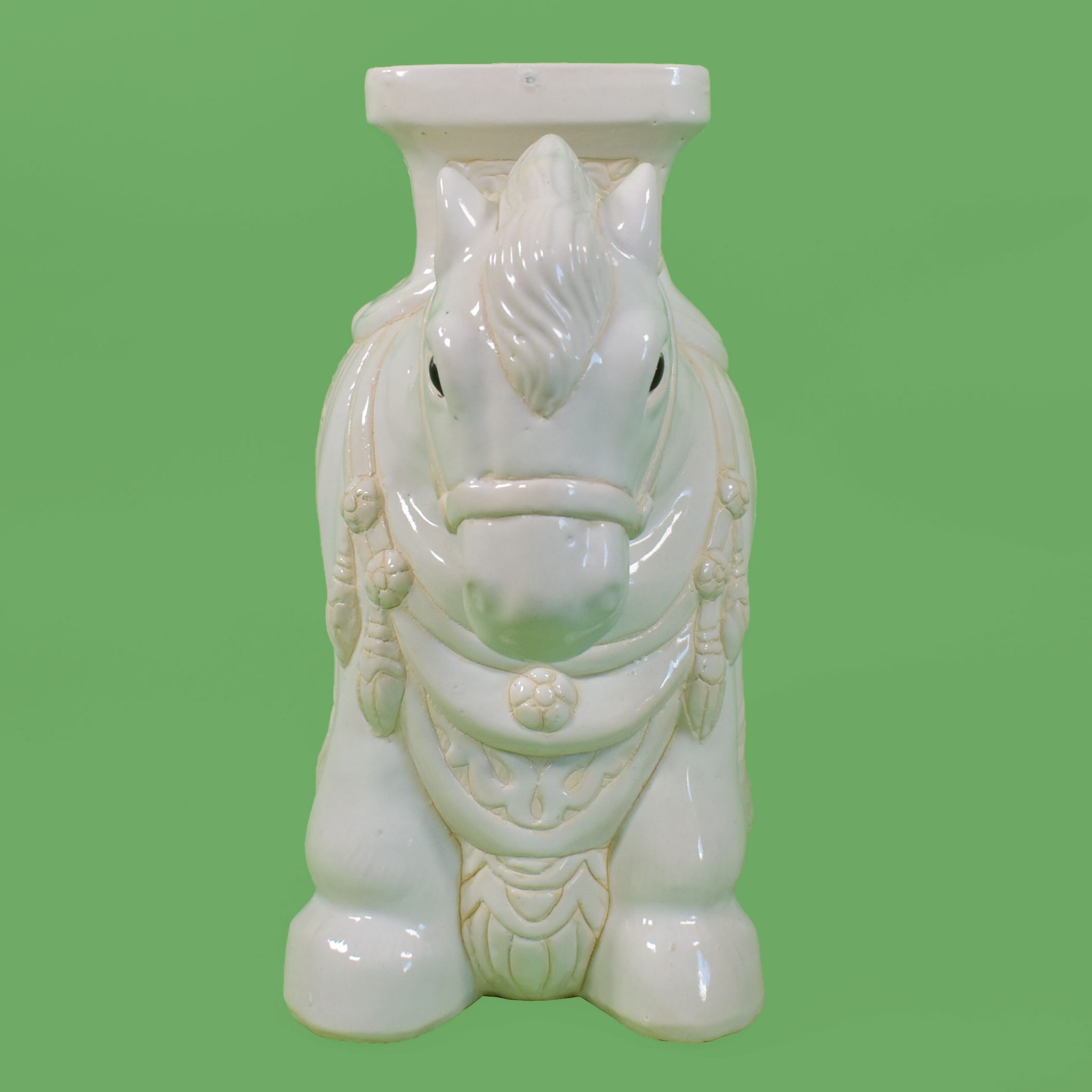 Ceramic White Horse Garden Seat | Circa Who