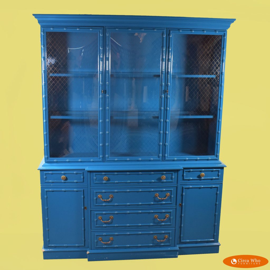 Faux Bamboo Woven Rattan Cabinet by Dixie | Circa Who