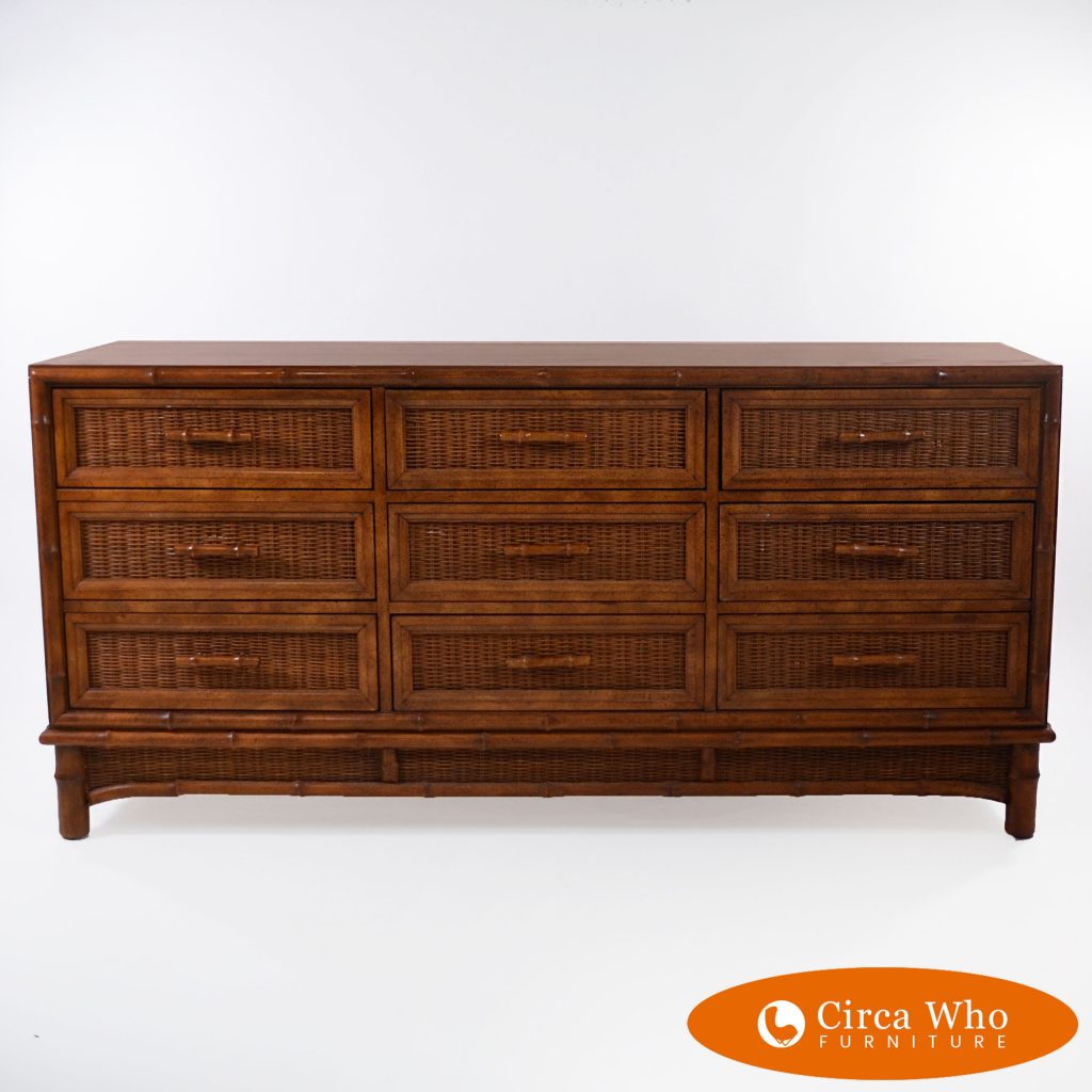 Faux Bamboo Woven Rattan Dresser | Circa Who