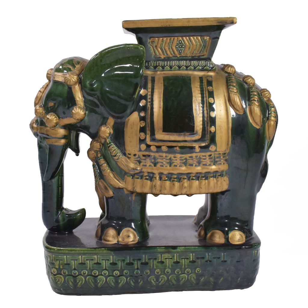 Green and Gold Elephant Garden Seat | Circa Who