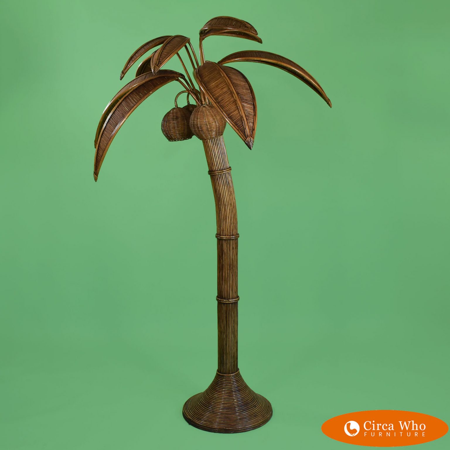 Large Rattan Palm Tree Floor Lamp Circa Who