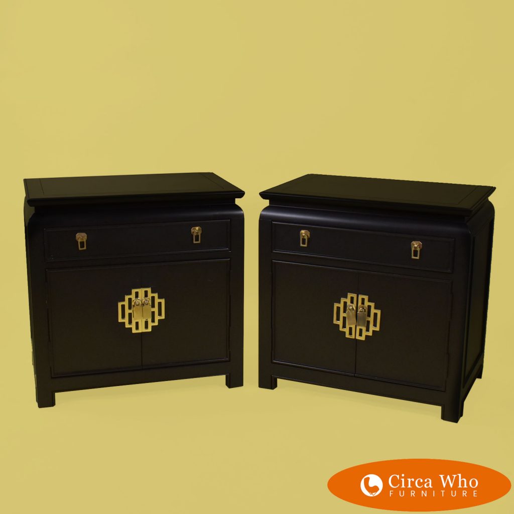 Pair of Black Century Ming Nightstands | Circa Who