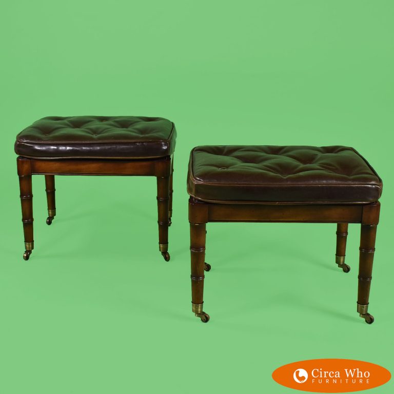 Pair of Faux Bamboo Stools in Casters | Circa Who
