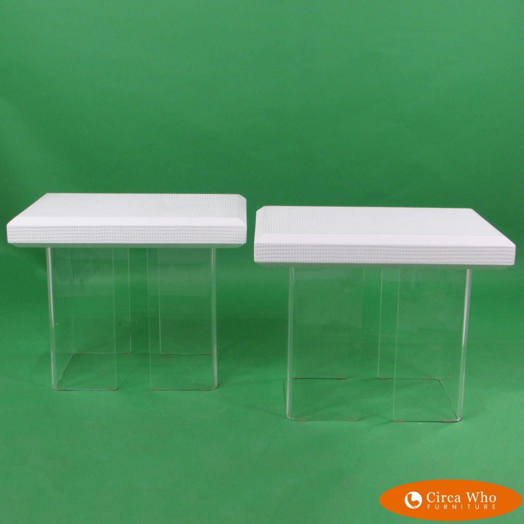 Pair of Lucite/Wrapped Side Tables | Circa Who