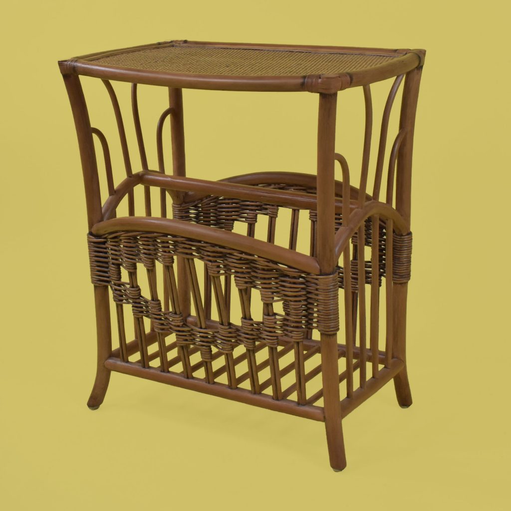 Pair of Magazine Rack / Rattan Tables | Circa Who