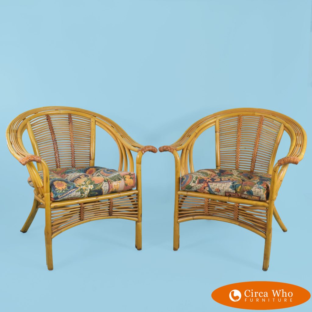 Pair of Rattan Albini Style Fan Chairs | Circa Who