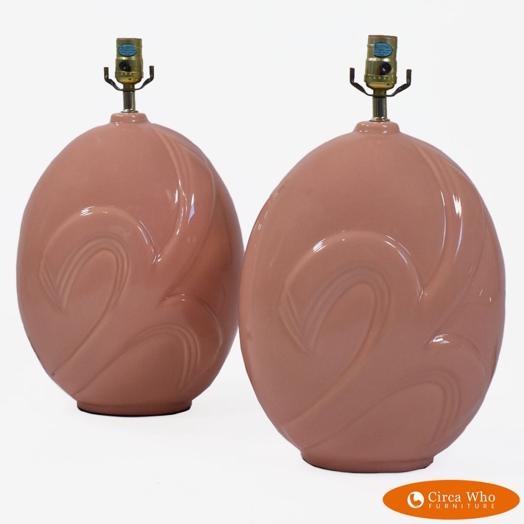 Pair of Round Ceramic Lamps | Circa Who