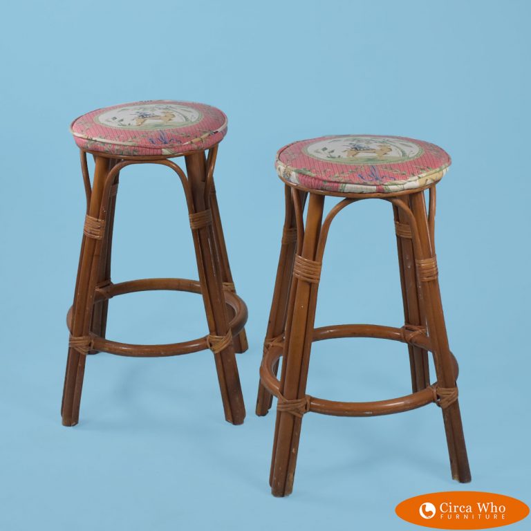 Pair of Small Rattan Stools | Circa Who