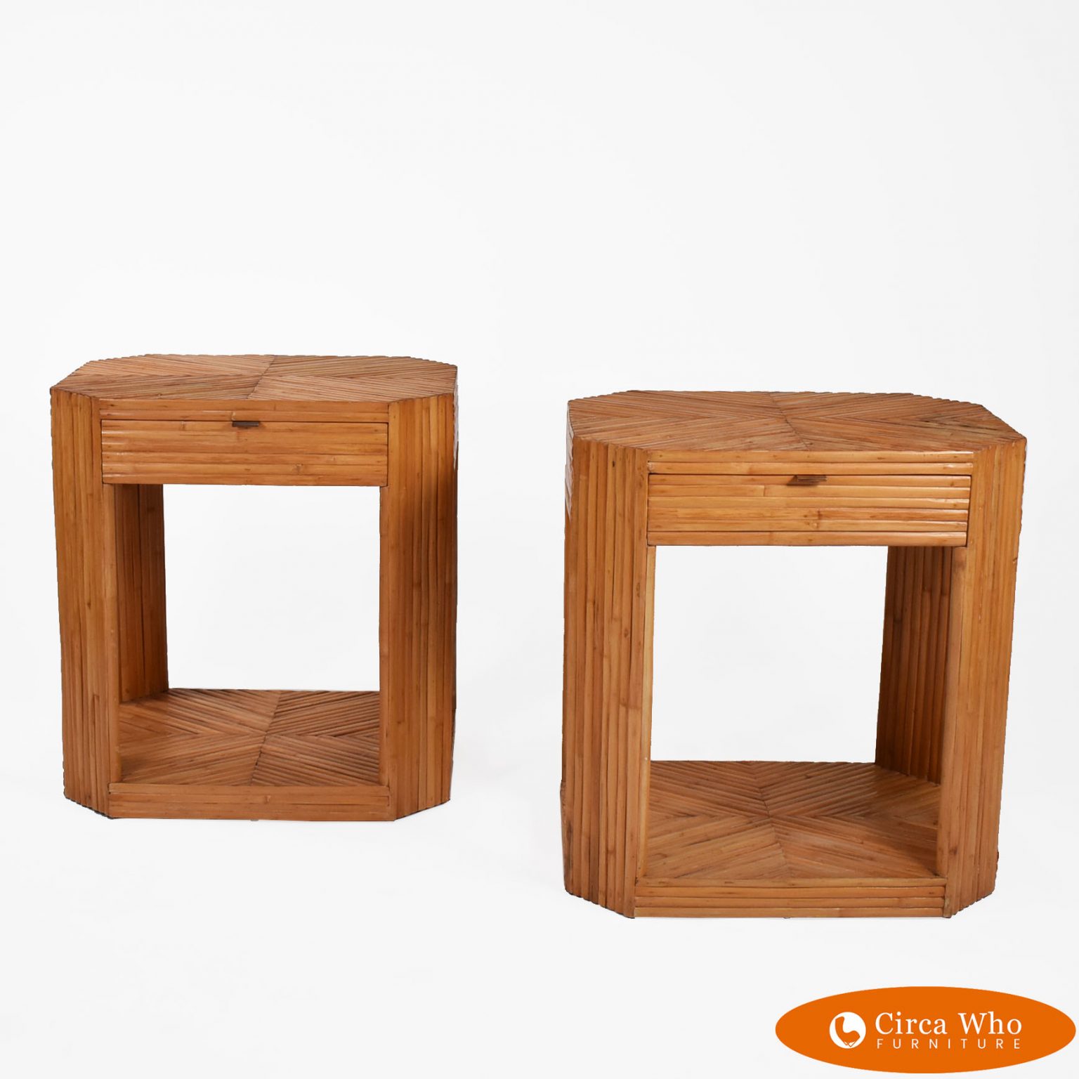 Pair of Split Bamboo Geometric Nightstands | Circa Who