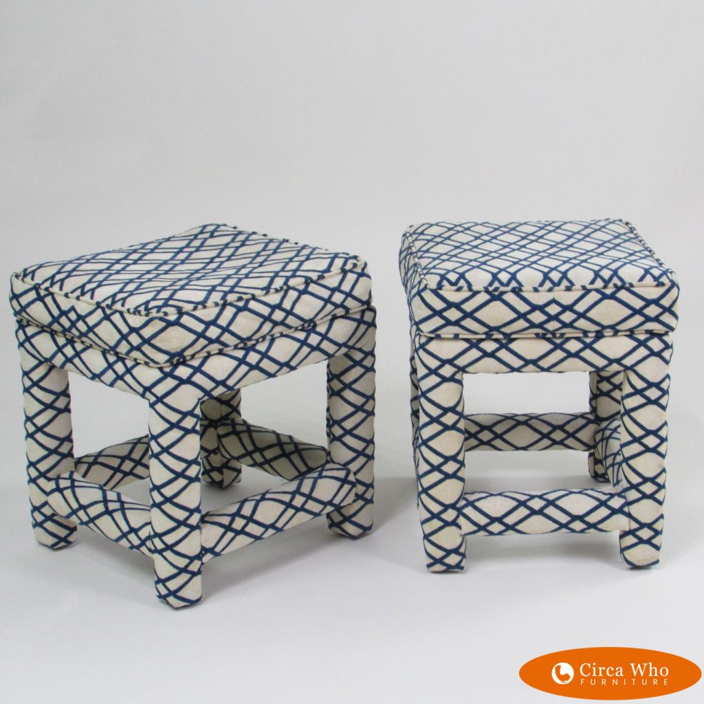 Pair of Upholstered Parsons Stools | Circa Who