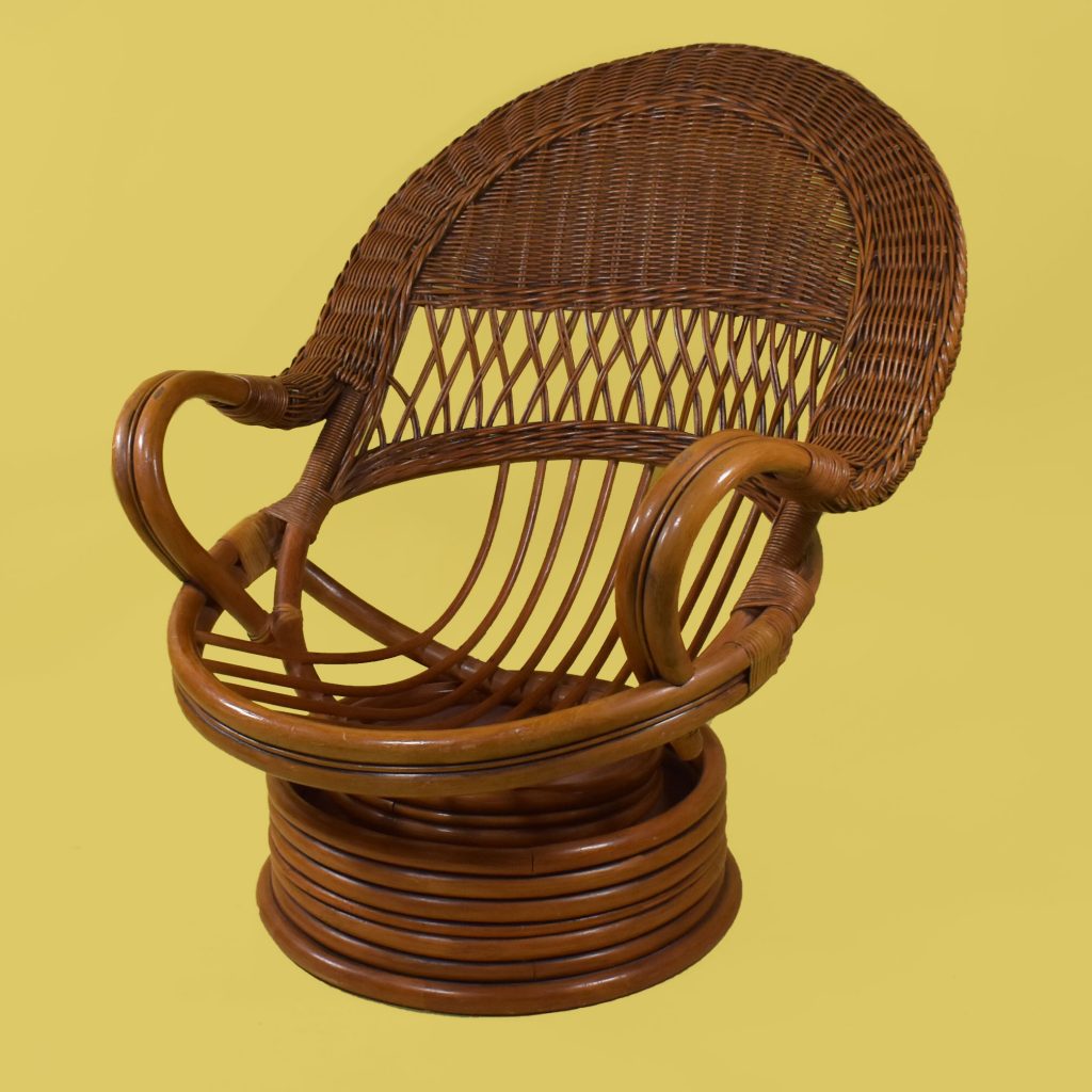 Pair of Woven Rattan Papasan Style Chairs | Circa Who