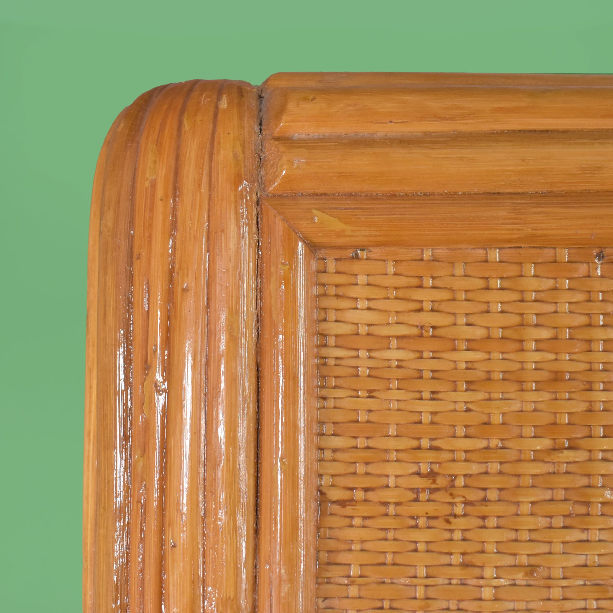 Pair of Woven and Split Rattan Cabinets | Circa Who