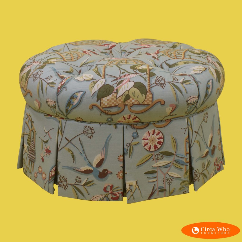 Round Upholstered Ottoman in Casters | Circa Who