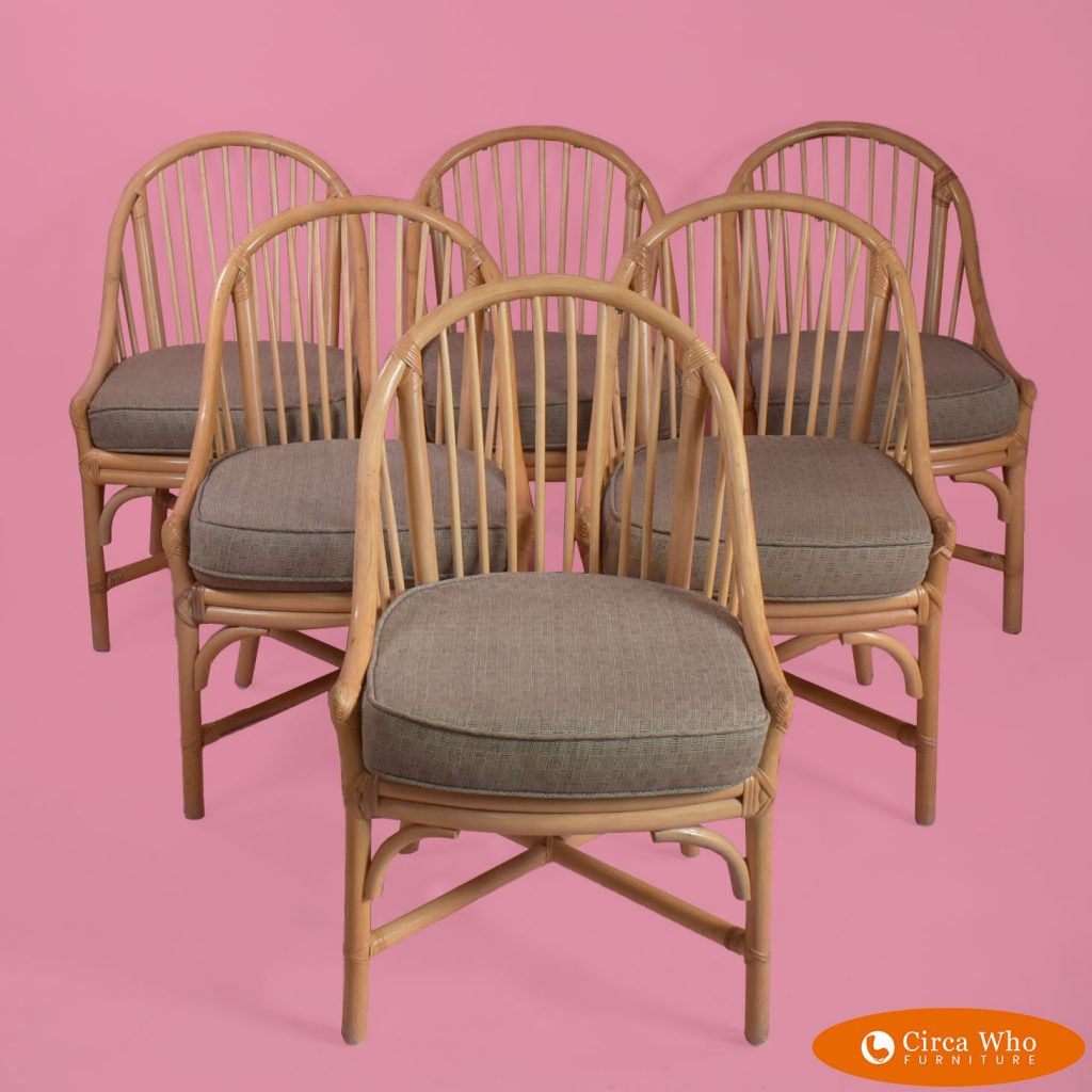 Set of 6 Henry Olko For Willow and Reed Dining Rattan Chairs | Circa Who