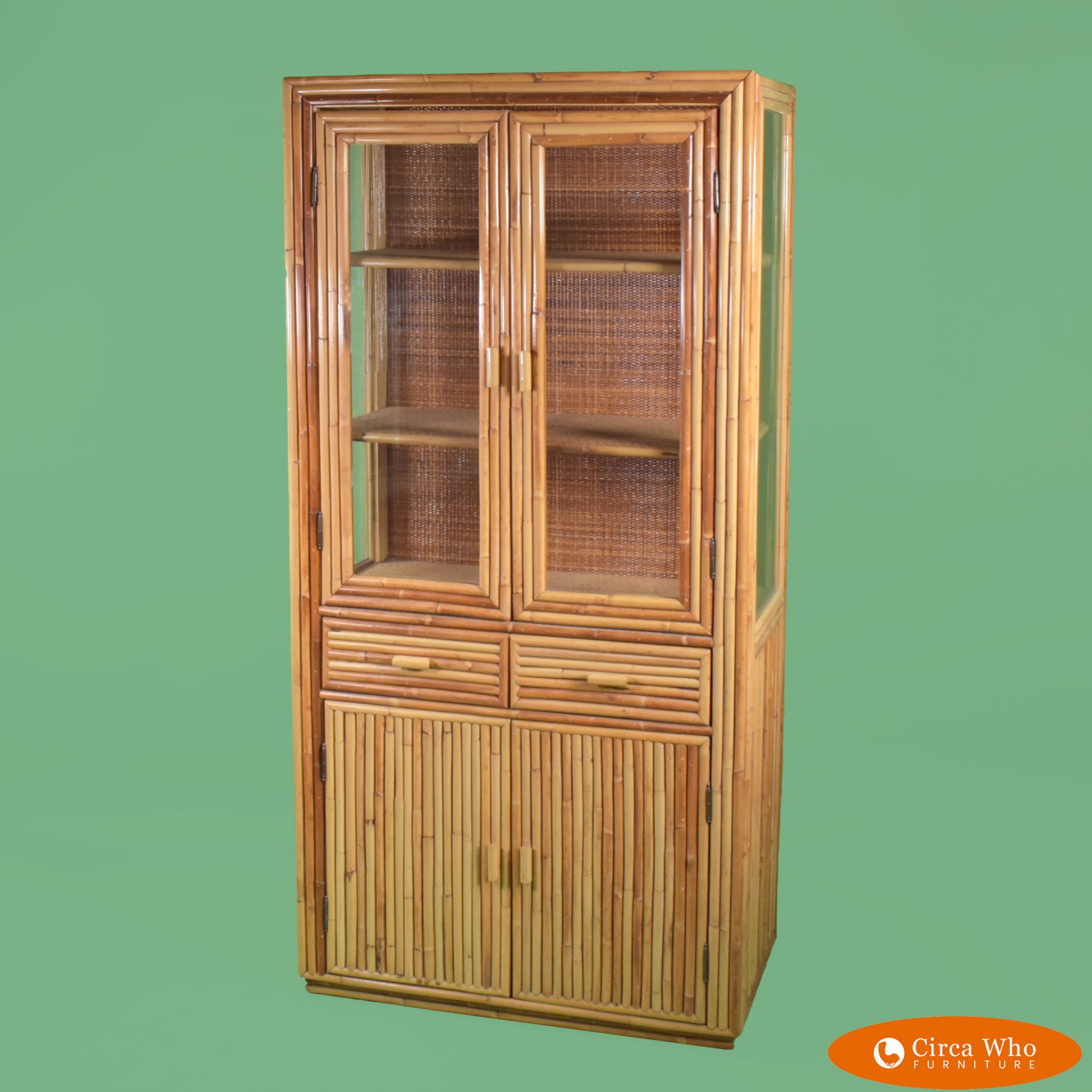 Split Rattan Glass Cabinet | Circa Who
