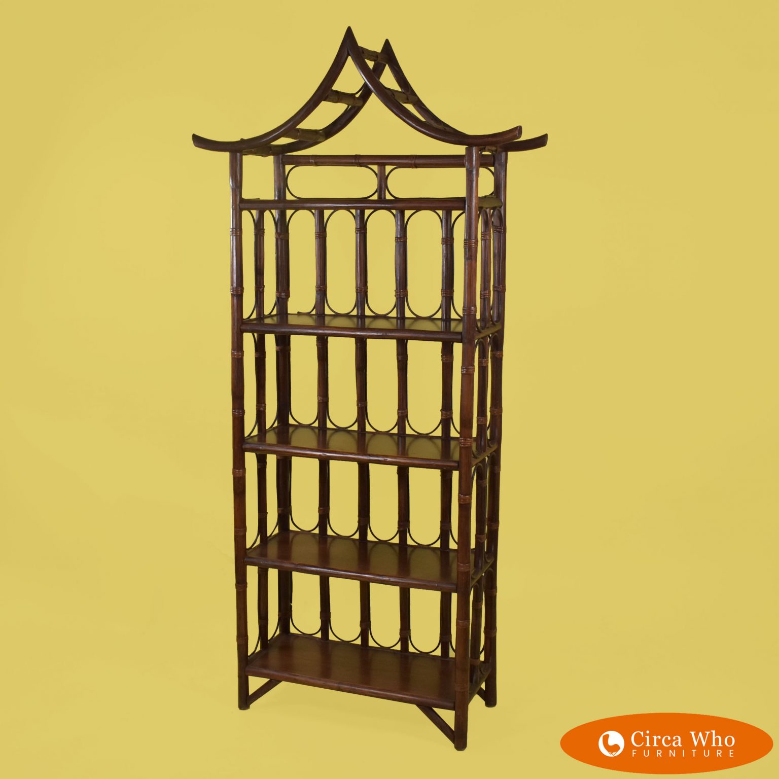 Vintage Rattan Pagoda Etagere | Circa Who