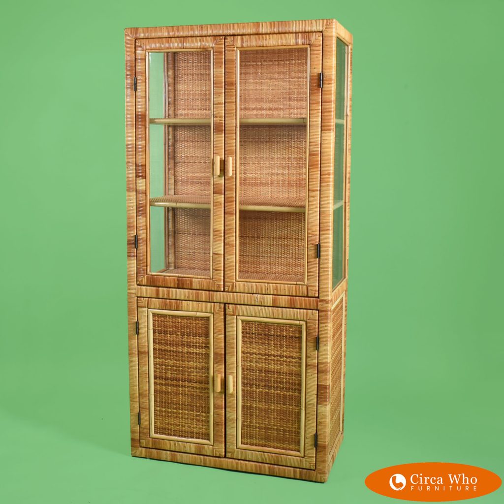 Wrapped & Woven Rattan Cabinet with Glass | Circa Who